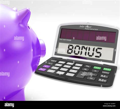 Bonus Calculator Shows Perk Extra Or Incentive Stock Photo Alamy