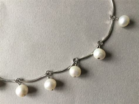 Freshwater Pearl Sterling Silver Scallop Necklace Gem