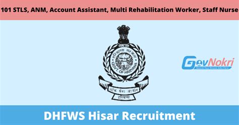 Dhfws Hisar Hiring Notification 2024 For 101 Post Of Stls Anm Account