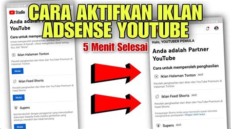 Cara Aktifkan Iklan Adsense Youtube Terbaru 2023 Lewat YT Studio YouTube