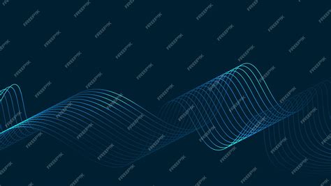 디지털 기술 흐름 웨이브 배경 도트 라인 모션 입자 벡터 일러스트 레이 션의 라인 프리미엄 벡터
