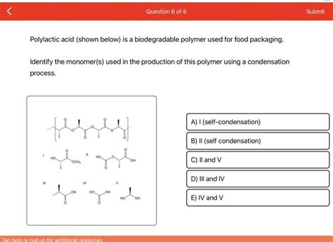 Solved Polylactic Acid Shown Below Is A Biodegradable