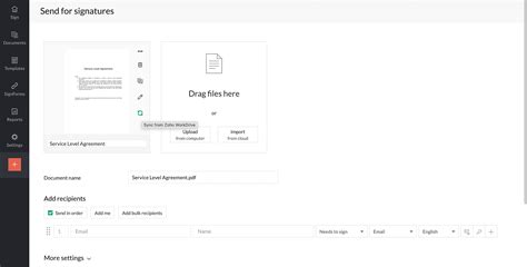 Zoho Workdrive Integration With Zoho Sign
