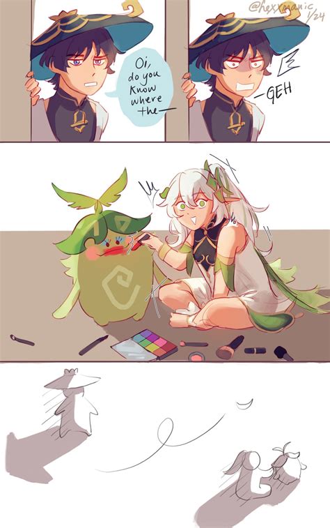 Scaramouche Nahida Wanderer And Aranara Genshin Impact Drawn By Yan Hexxmanic Danbooru