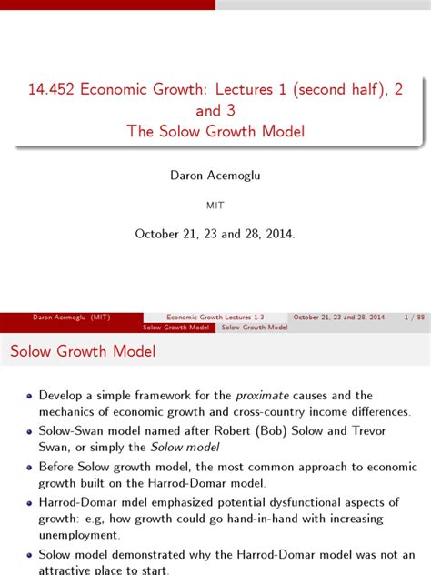 Lectures 1 Second Half 2 And 3 The Solow Growth Model Pdf
