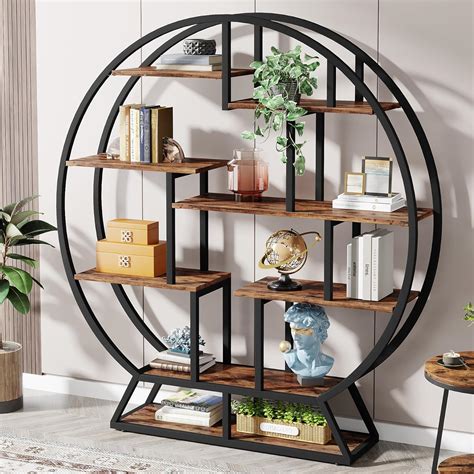 Tribesigns Round Bookcase Industrial 5 Tier Bookcase 160cm Tall