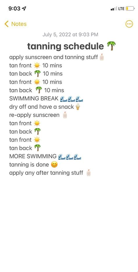 Tanning Schedule Summer Tanning Summer Prep Summer Checklist