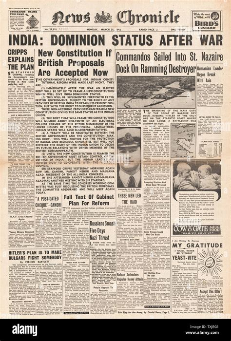 1942 Front Page News Chronicle British Commando Raid On Docks At St