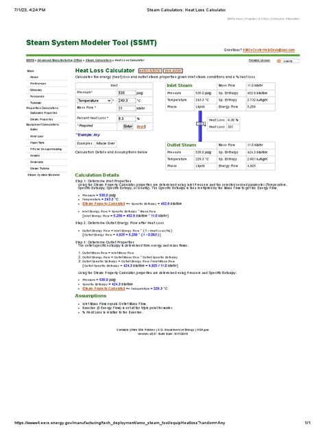 Steam Calculators Heat Loss Calculator Pdf Enthalpy Steam