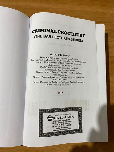 Criminal Procedure The Bar Lecture Series 2019 Edition By Willard