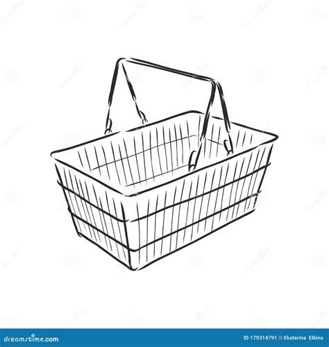 Plastic Shopping Basket Doodle Style Sketch Illustration Hand Drawn