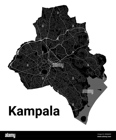 Kampala Uganda Map Detailed Black Map Of Kampala City Administrative