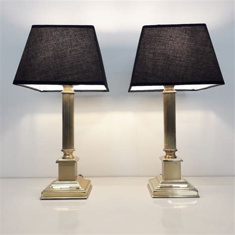 Herda Set Chique Kolom Tafellampen Lampe De Table 2 Laiton