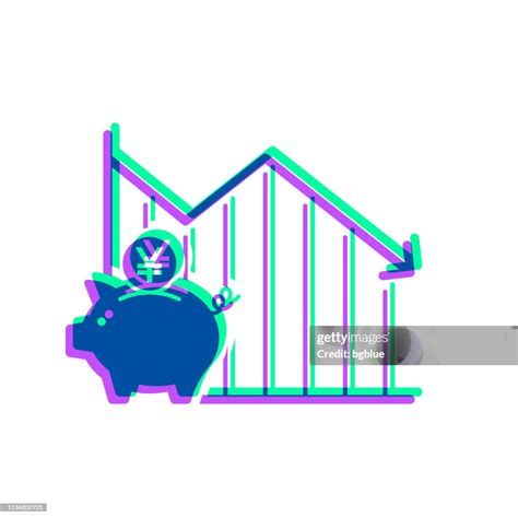 Chart Of Decreased Yen Savings Icon With Two Color Overlay On White