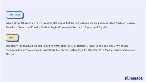 Video Solution Which Of The Following Correctly Justifies Statement 4 Of The Two Column Proof