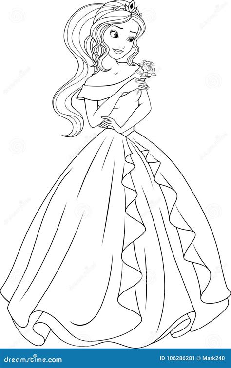 Coloring The Beautiful Princess Stock Vector Illustration Of Girl