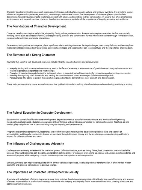 Charcter Development Pdf Psychological Resilience Cognition