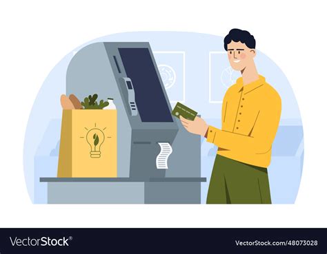 Self Service Checkout Concept Royalty Free Vector Image