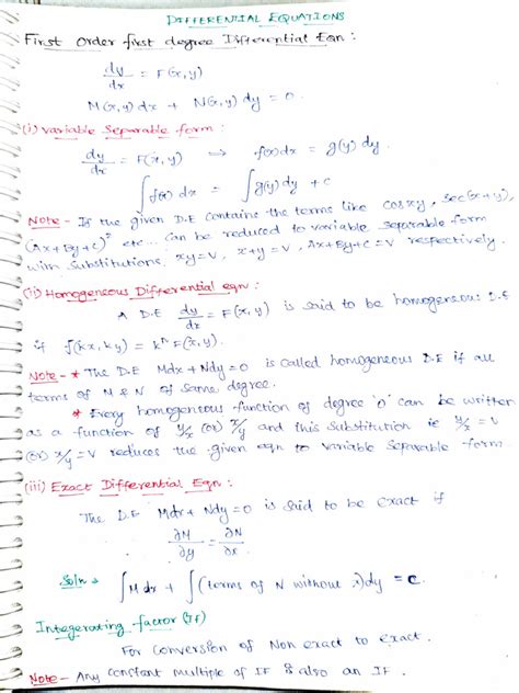 Engineering Mathematics 1 Short Notes Pdf