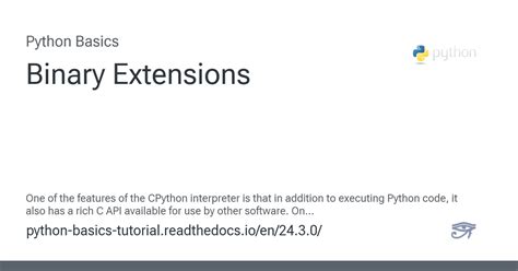 Binary Extensions Python Basics 2430