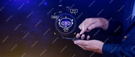 Premium Photo Businessman Using Smartphone For Digital Chatbot Robot Application Conversation