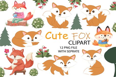 Cute Fox Clipart Creative Market