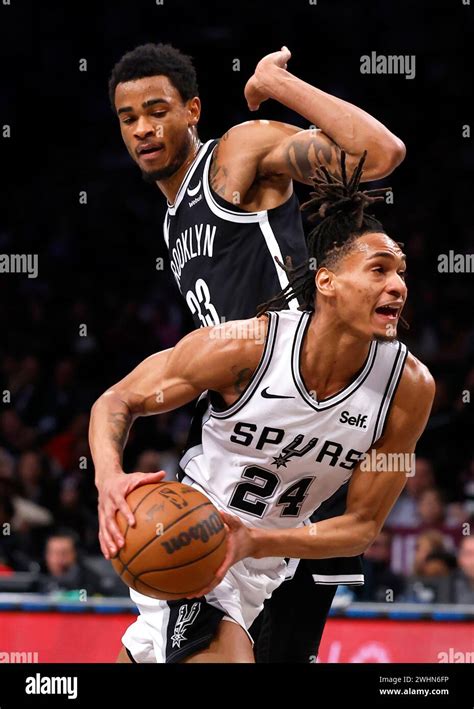 San Antonio Spurs Guard Devin Vassell 24 Drives To The Basket Against Brooklyn Nets Center Nic