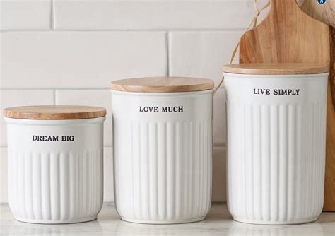 White Ceramic Canister Set3 Etsy