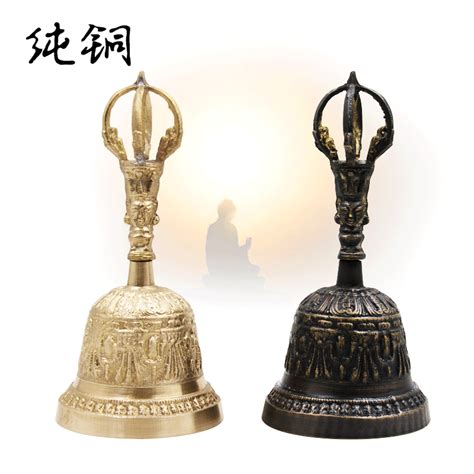 传统铜铃铛手摇铜铃铛声音响法事铃铛古铜色金刚铃大中小号风水铃 虎窝淘