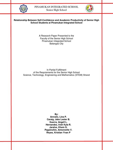 Quantitative Research Relationship Between Self Confidence And