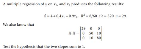 solved a multiple regression of y on x1 and x2 produces the