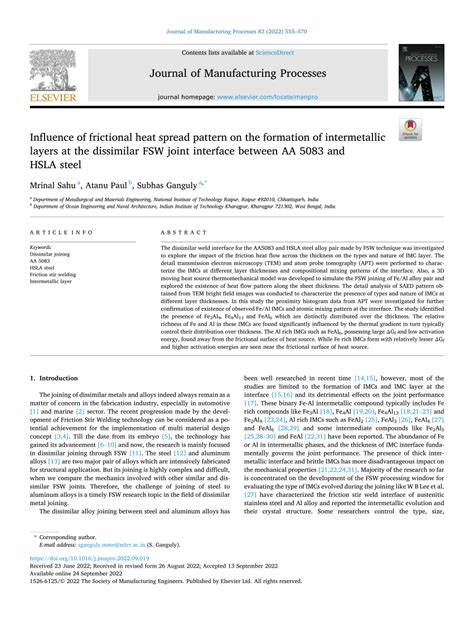 Pdf Influence Of Frictional Heat Spread Pattern On The Formation Of