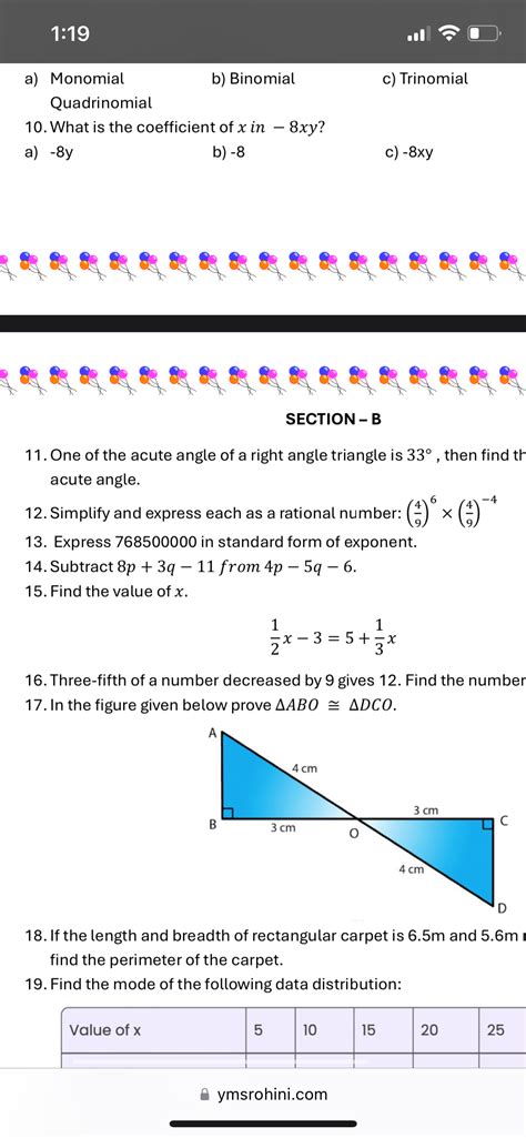 119a Monomialb Binomialc Trinomialquadrinomial10 What Is The C