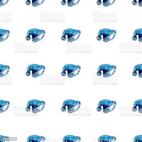 Xmas 수채화 산타 클로스 모자 블루 컬러의 매끄러운 패턴 손 페인트캡 의상 배경 또는 장식 포장 또는 크리스마스 선물 벽지 0명에 대한 스톡 벡터 아트 및 기타 이미지