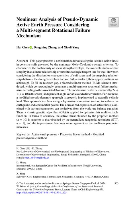 Pdf Nonlinear Analysis Of Pseudo Dynamic Active Earth Pressure Considering A Multi Segment