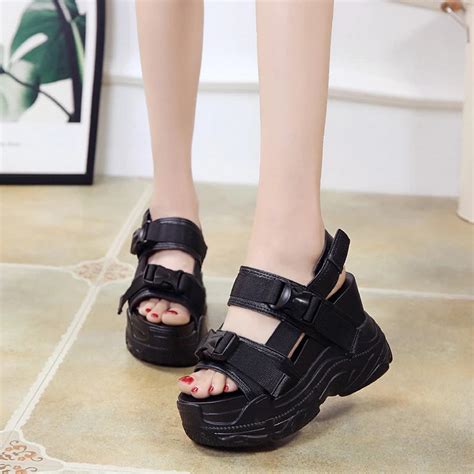 Black Chunky Heel Sandals Cyber Techwear®