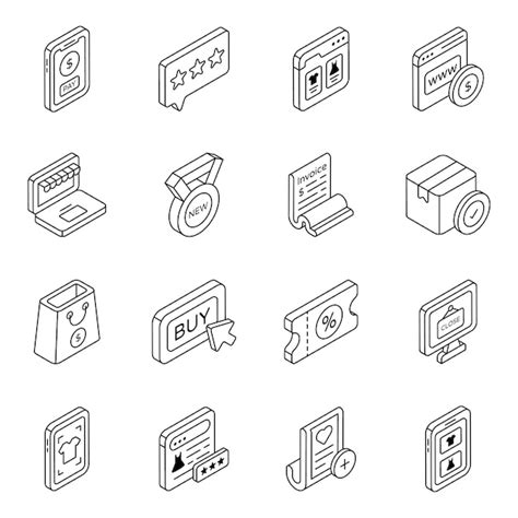 Paquete De íconos De La Línea De Compras Vector Premium