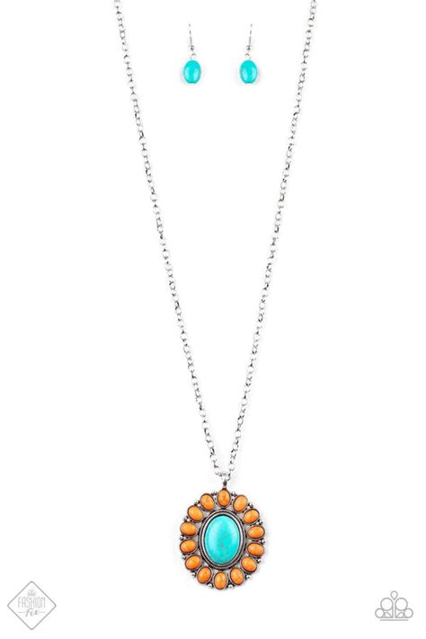Paparazzi Rancho Roamer Blue And Orange Stone Necklace