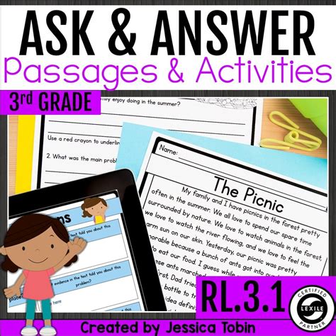 3rd Grade Ask And Answer Questions Rl31 Worksheets And Charts