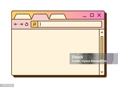 벡터 복고풍 브라우저 빈 디자인 템플릿입니다 그리운 Ui 그림자가 있는 그라데이션 레트로 증기파 컴퓨터 인터페이스 귀여운에 대한