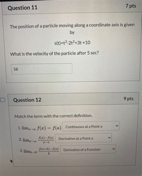 Solved Question Pts The Position Of A Particle Moving Chegg