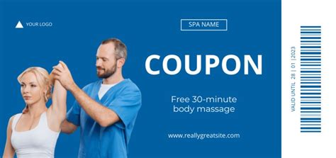 Massage Therapist Services Advertisement On Blue Online Coupon Template