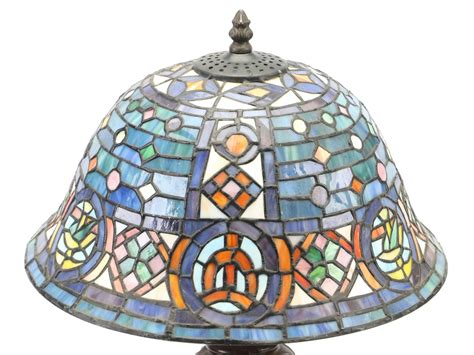 Slag Glass Table Lamp With Patinated Metal Body Ebth