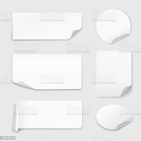 Blanc Dautocollants Set Dautocollants Papier Isolé Sur Fond Blanc