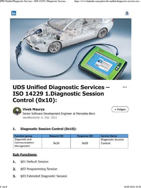 Uds Unified Diagnostic Services Iso 14229 1 Diagnostic Session Control 0x10 Pdf