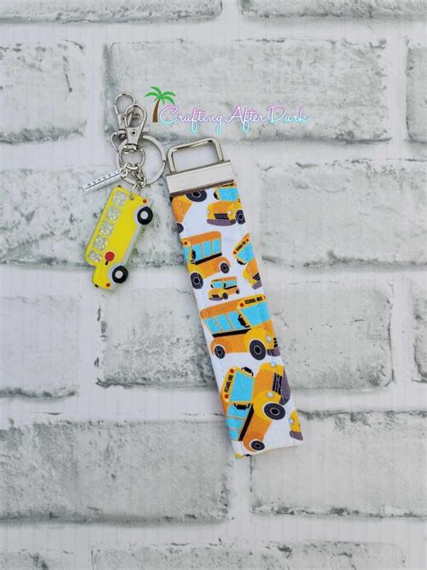 School Bus Keychain Yellow School Bus Wristlet Bus Driver Keychain