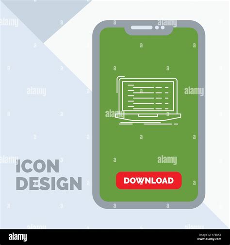 Api App Coding Developer Laptop Line Icon In Mobile For Download Page Stock Vector Image