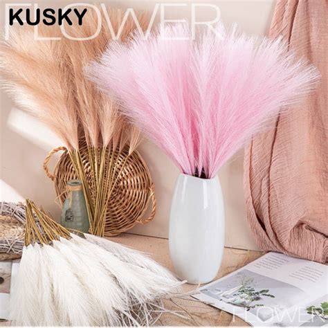 Faux Pampas Grass Small 56cm 3pcs Artificial Small Pampas Grass