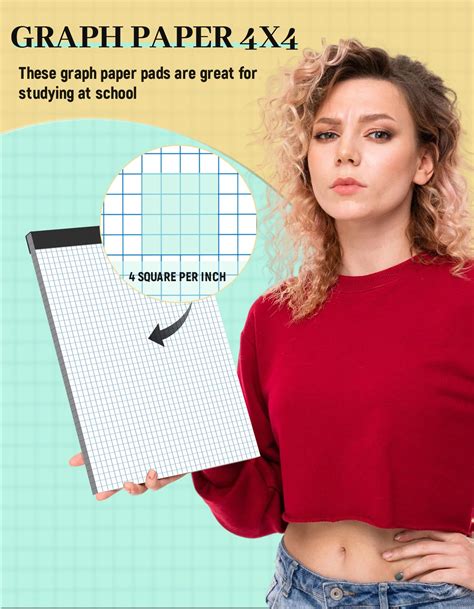 Graph Paper Pads 85 X 11 4x4 Quad Ruled 3 Pack Grid