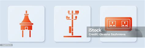 고전압 전신주 라인 전기 플러그 및 전기 콘센트를 설정합니다 흰색 정사각형 버튼 벡터 0명에 대한 스톡 벡터 아트 및 기타 이미지 0명 고압 전류 주의 꽃 꽃의 구조